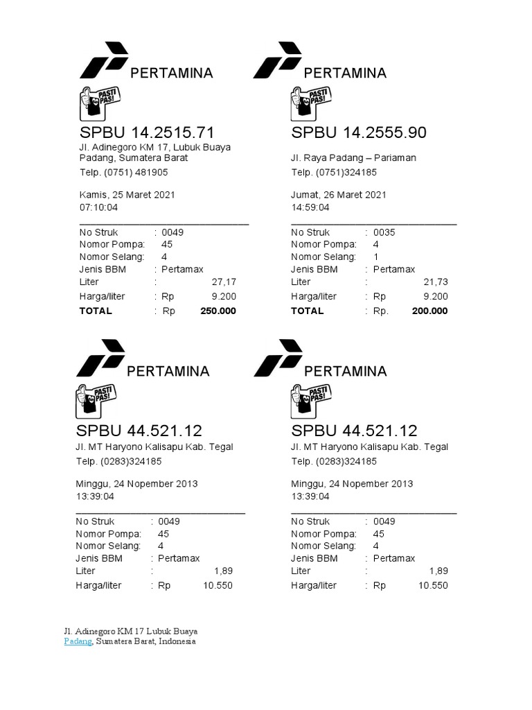 PDF Struk Bensin Editan DL | PDF