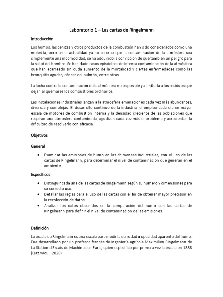 Laboratorio 1 - Las Cartas de Ringelmann | PDF | Naturaleza