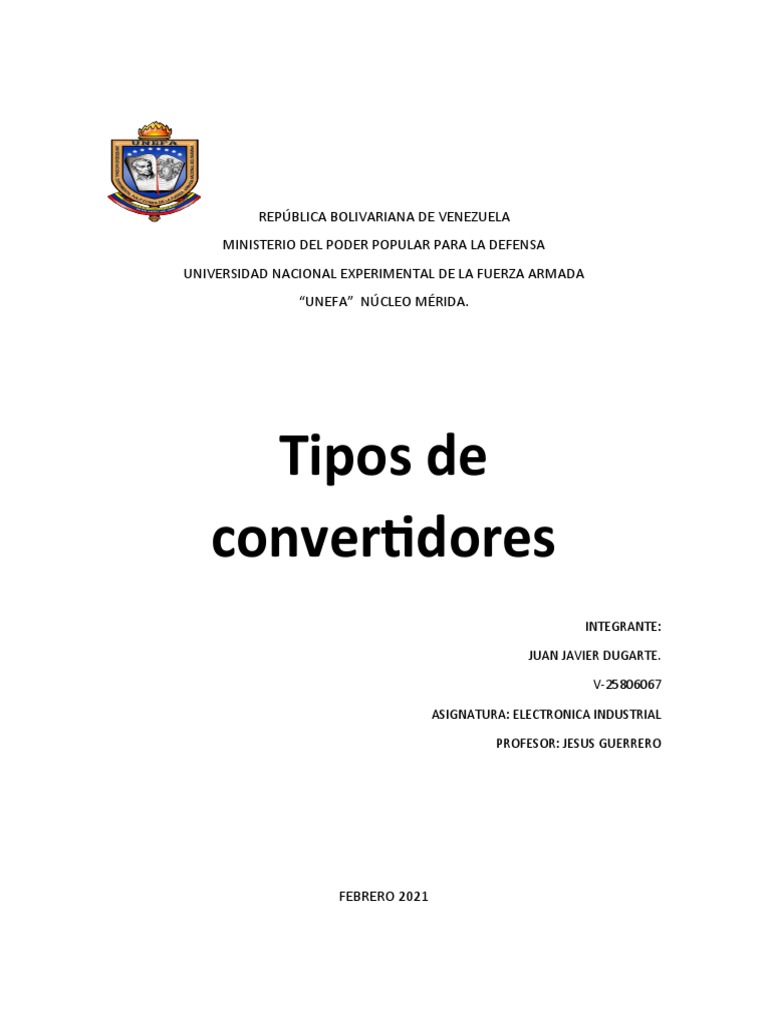 Tipos de Convertidores | PDF | Corriente alterna | Corriente continua