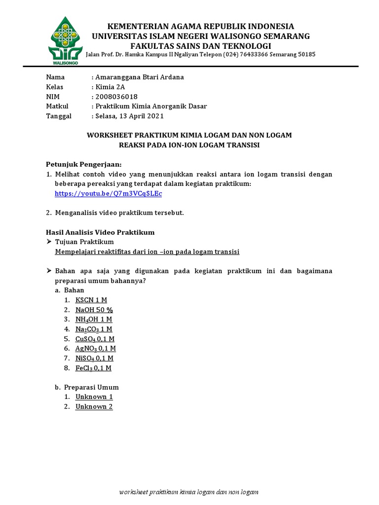 WORKSHEET Praktikum KNL Percobaan 4 | PDF