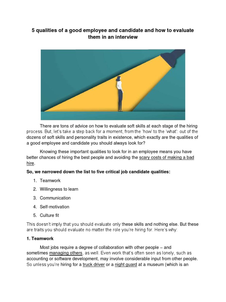 5 Key Qualities of Good Employees | PDF | Human Nature | Cognition