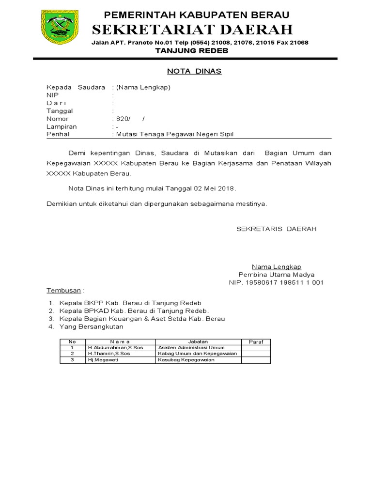 Contoh Nota Dinas | PDF
