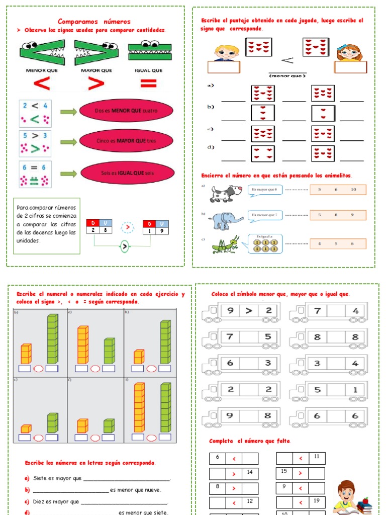 13 Abril Comparacion de Numeros Hasta 19 | PDF