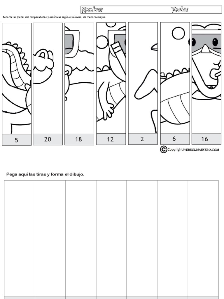 Puzzle Ordenar Números Hasta 20 | PDF