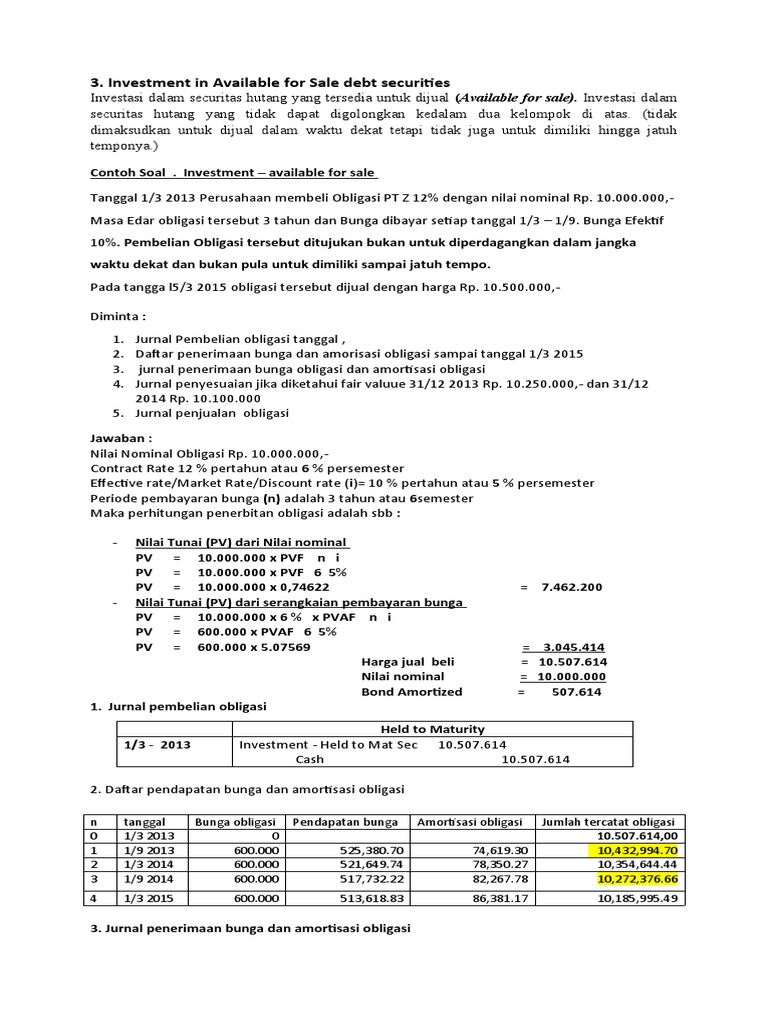 C. Pertemuan 3 Investment - Available For Sale | PDF