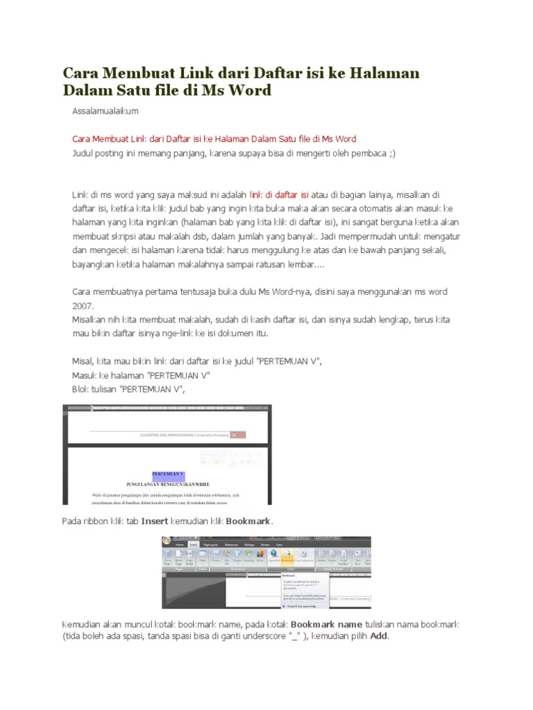 Cara Membuat Link Dari Daftar Isi | PDF | Komputer