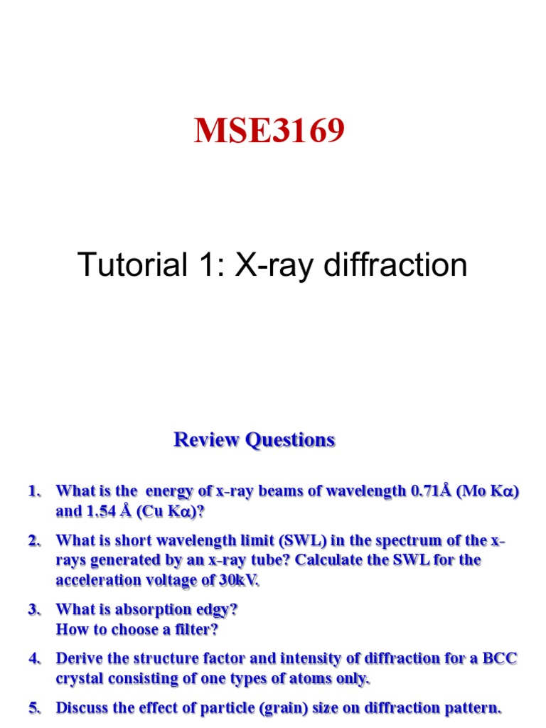 Tutorial 1: X-Ray Diffraction | PDF