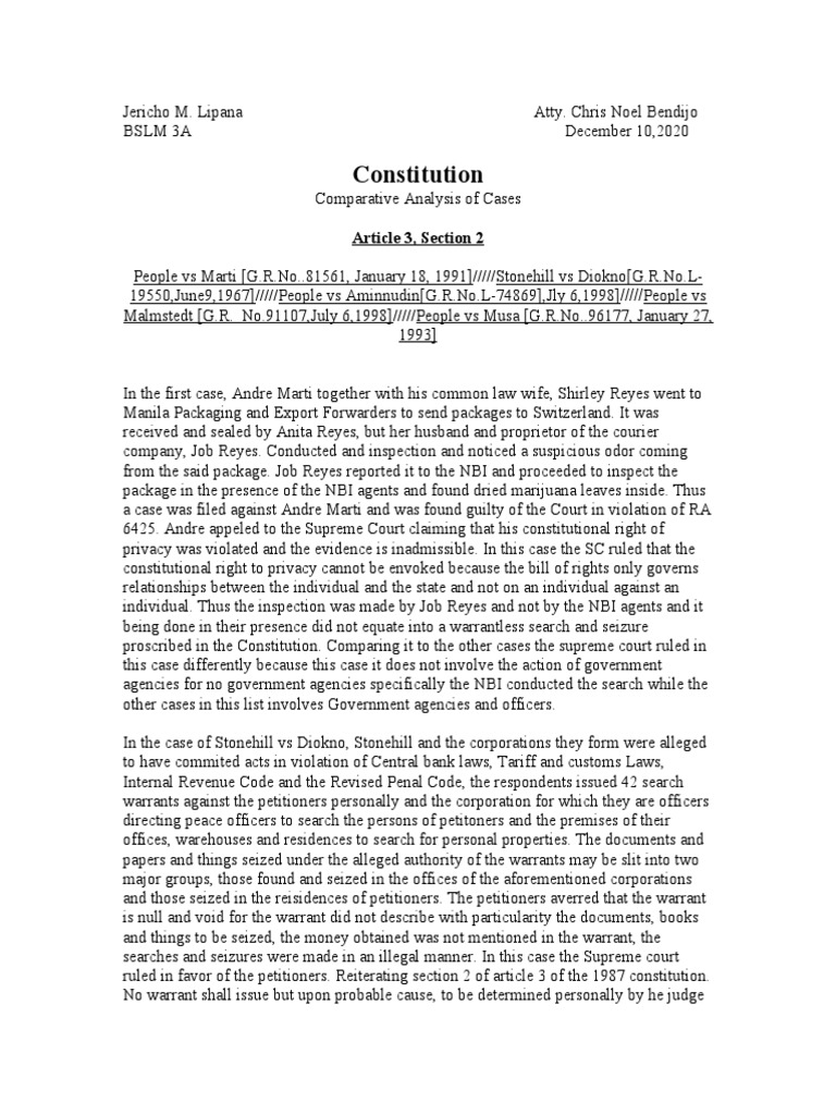 Constitution: Article 3, Section 2 | PDF | Search Warrant | Search And ...