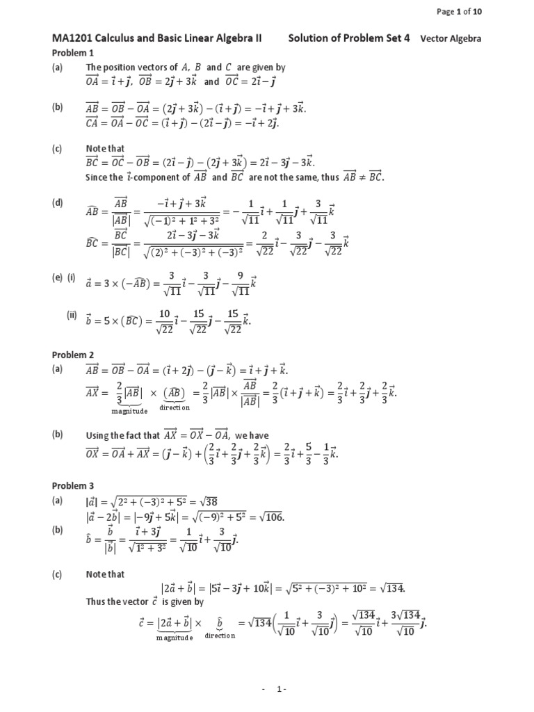 MA1201 Calculus and Basic Linear Algebra II Solution of Problem Set 4 | PDF | Norm (Mathematics ...