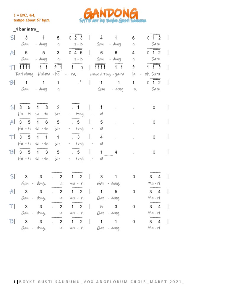 Gandong Partitur-1 | PDF