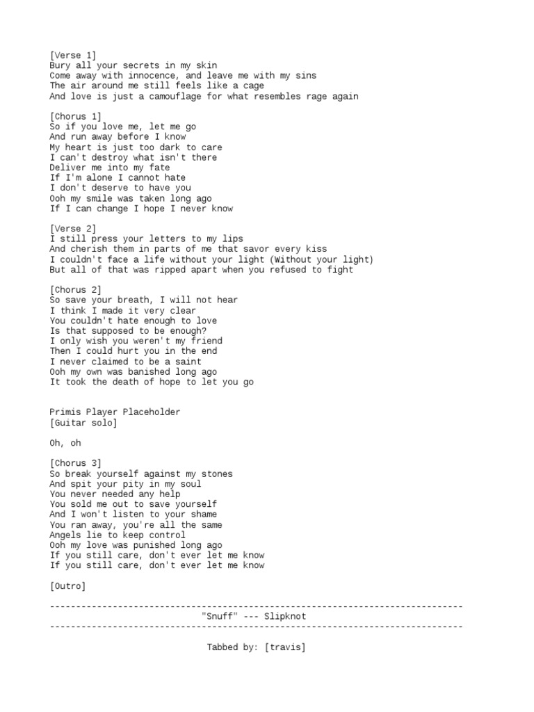 Slipknot SNUFF | PDF | Song Structure | String Instruments