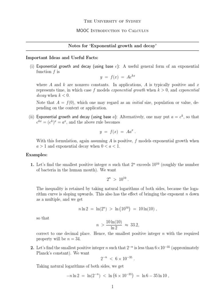 Module 2 Exponential Growth and Decay | PDF | Exponential Function ...