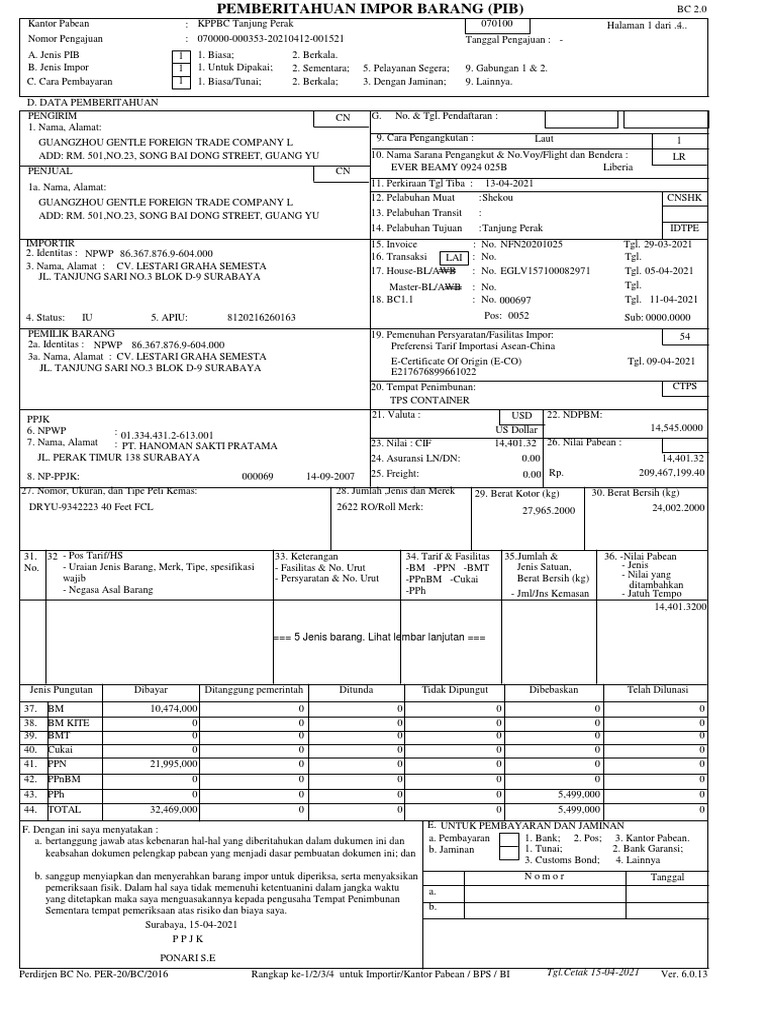 Draft Pib 001521 | PDF