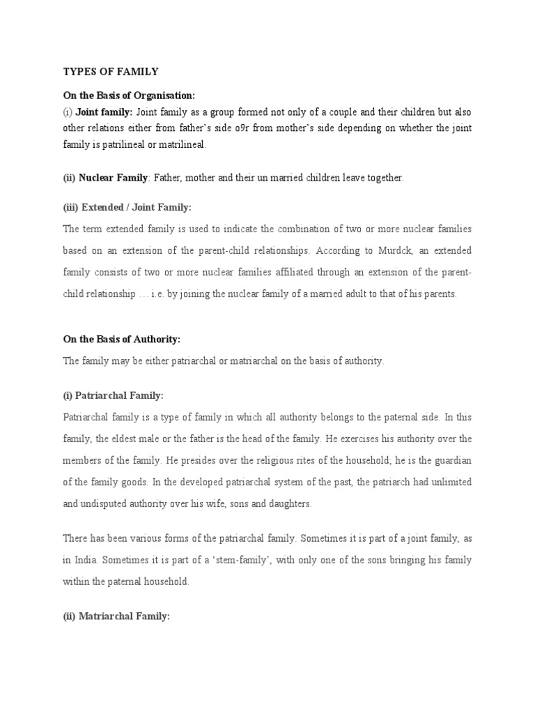 Classification and Types of Families: An Overview of Family Structures ...
