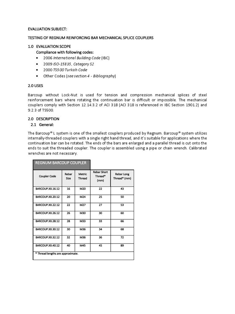 Rebar Coupler Test Standart | PDF | Strength Of Materials | Ultimate ...