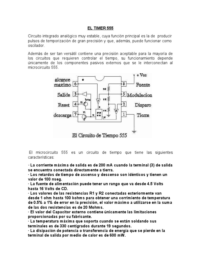 El Timer 555-556 | PDF | Circuito integrado | Resistencia Eléctrica y Conductancia