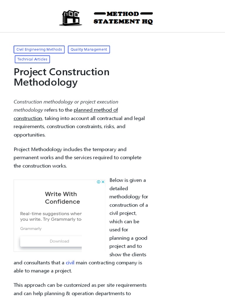 Project Construction Methodology - Method Statement HQ | PDF | Concrete ...