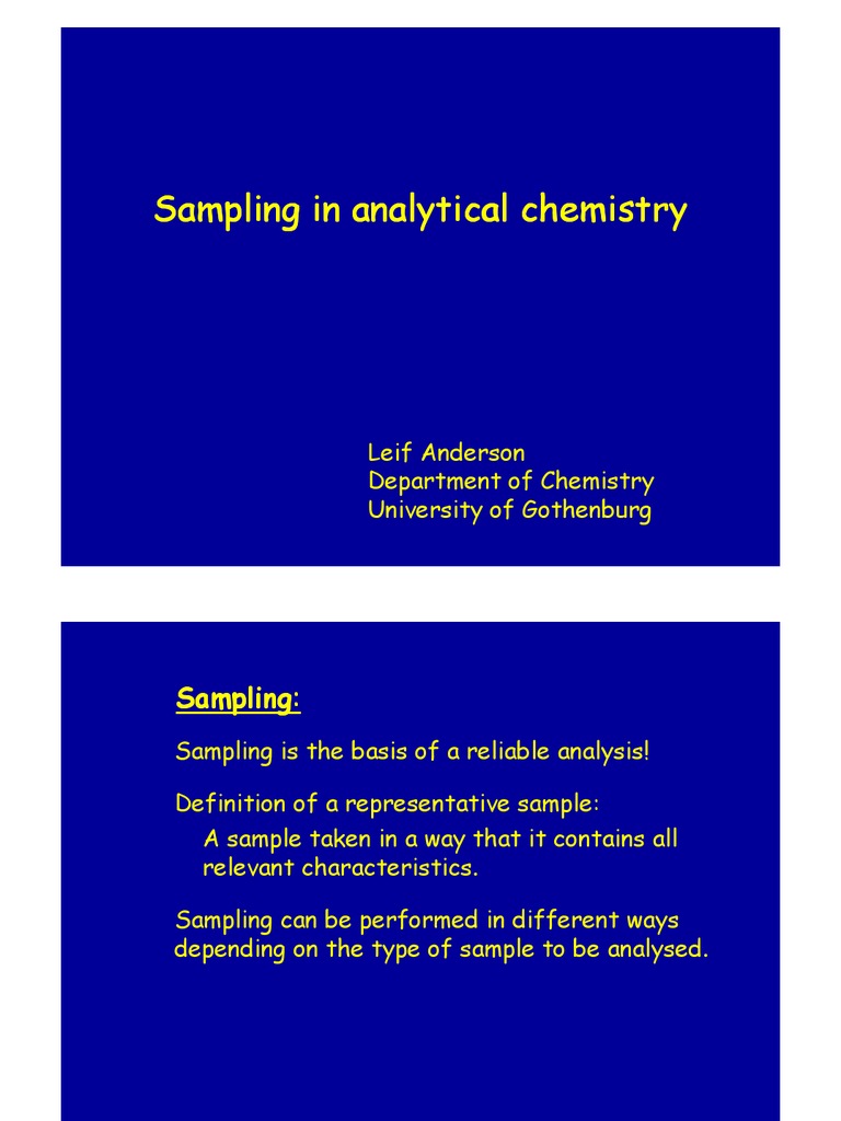 Sampling in Analytical Sampling in Analytical Chemistry Chemistry PG y ...