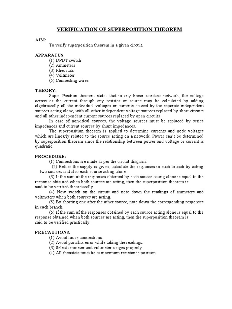 Verification of Superposition Theorem | PDF | Electrical Network | Voltage
