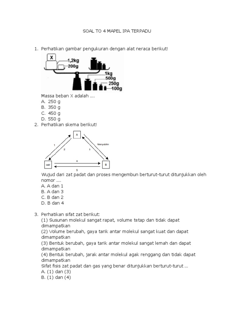 Soal To 4 Mapel Ipa Terpadu | PDF Soal To 4 Mapel Ipa Terpadu | PDF