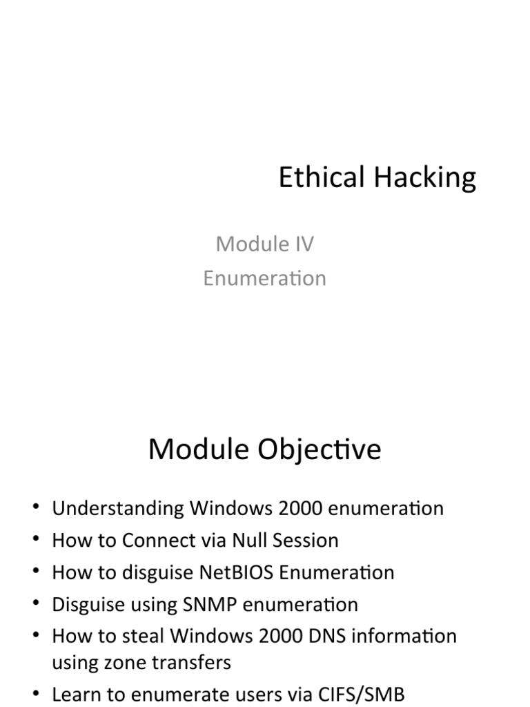 Ethical Hacking: Enumeration | PDF | Computer Virus | Malware
