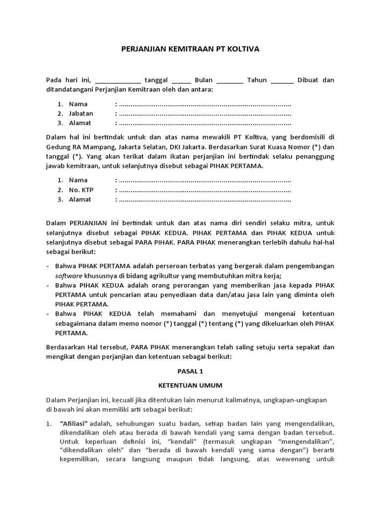 Draft Perjanjian Kemitraan | PDF