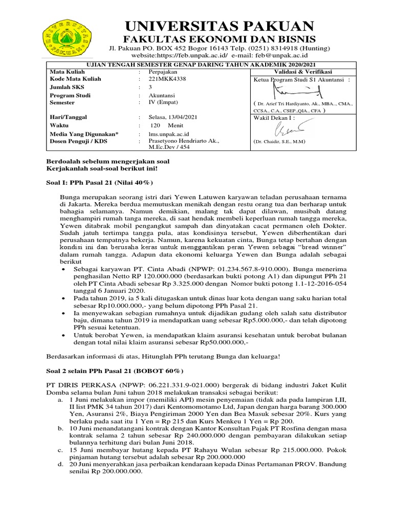 Soal Uts Perpajakan | PDF