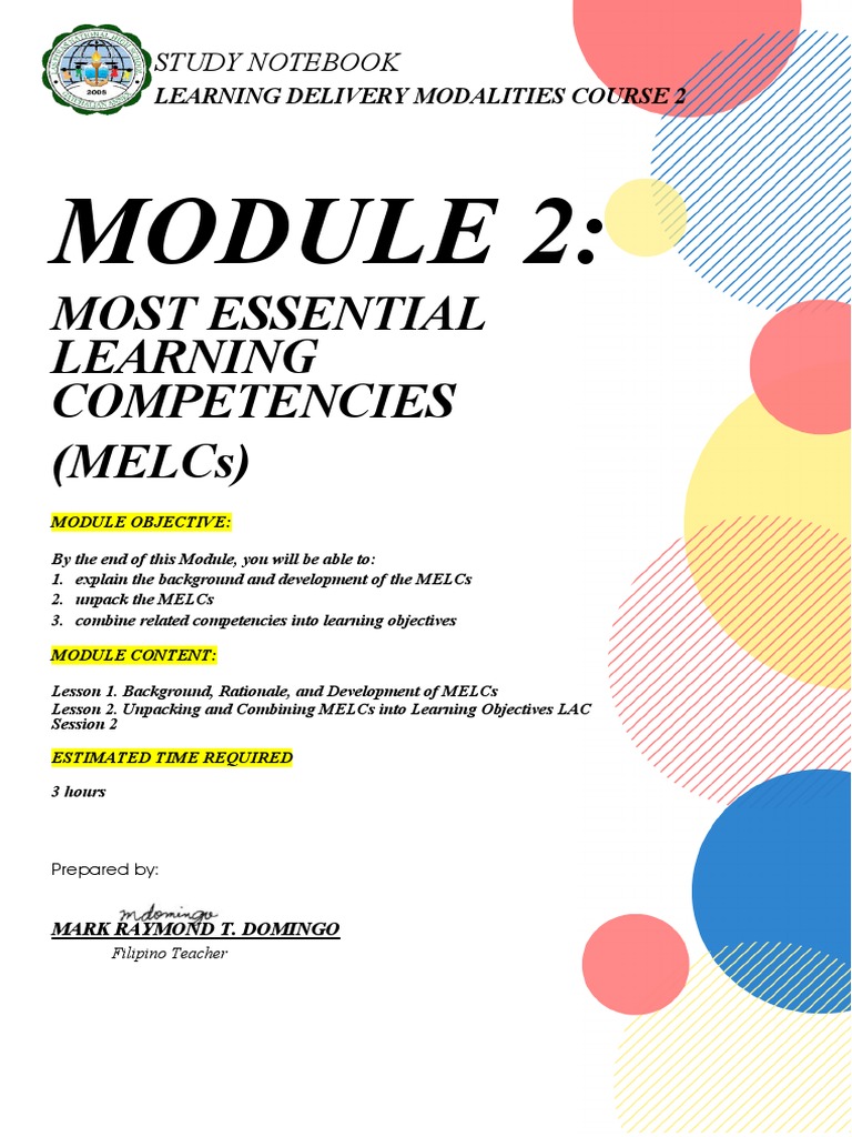 Most Essential Learning Competencies (Melcs) : Study Notebook | PDF | Curriculum | Lifelong Learning