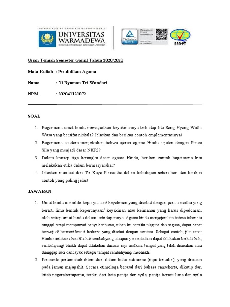 UTS Agama Hindu | PDF