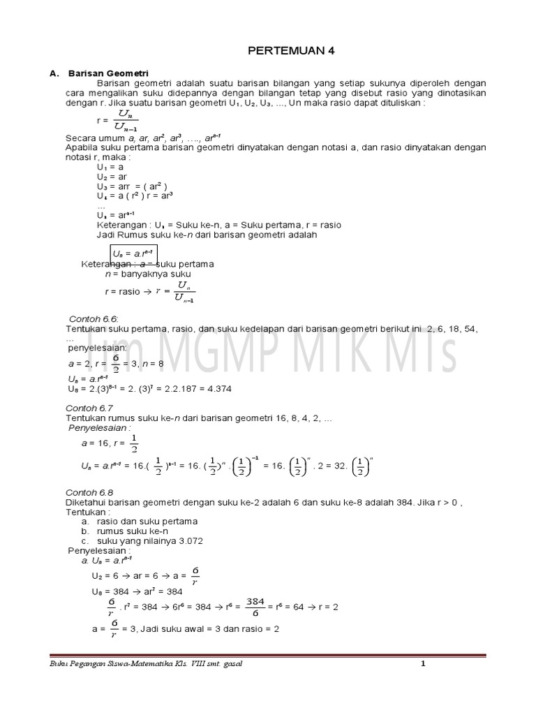MTK Barisan Geometri Dan Deret Geometri | PDF