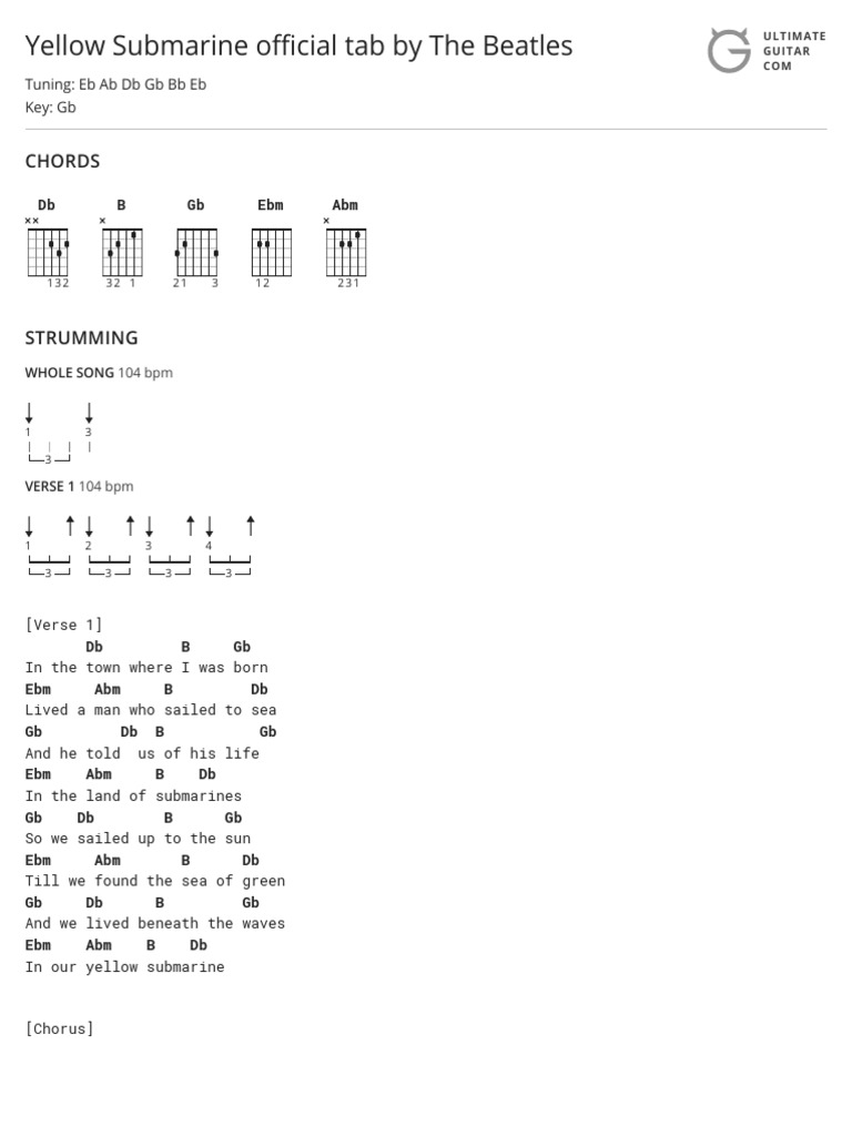 Yellow Submarine Guitar Chords