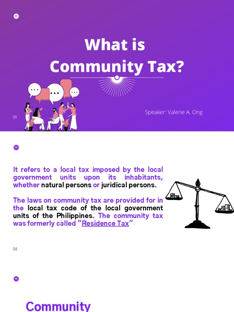 What Is Community Tax?: Speaker: Valerie A. Ong | PDF | Taxes | Income