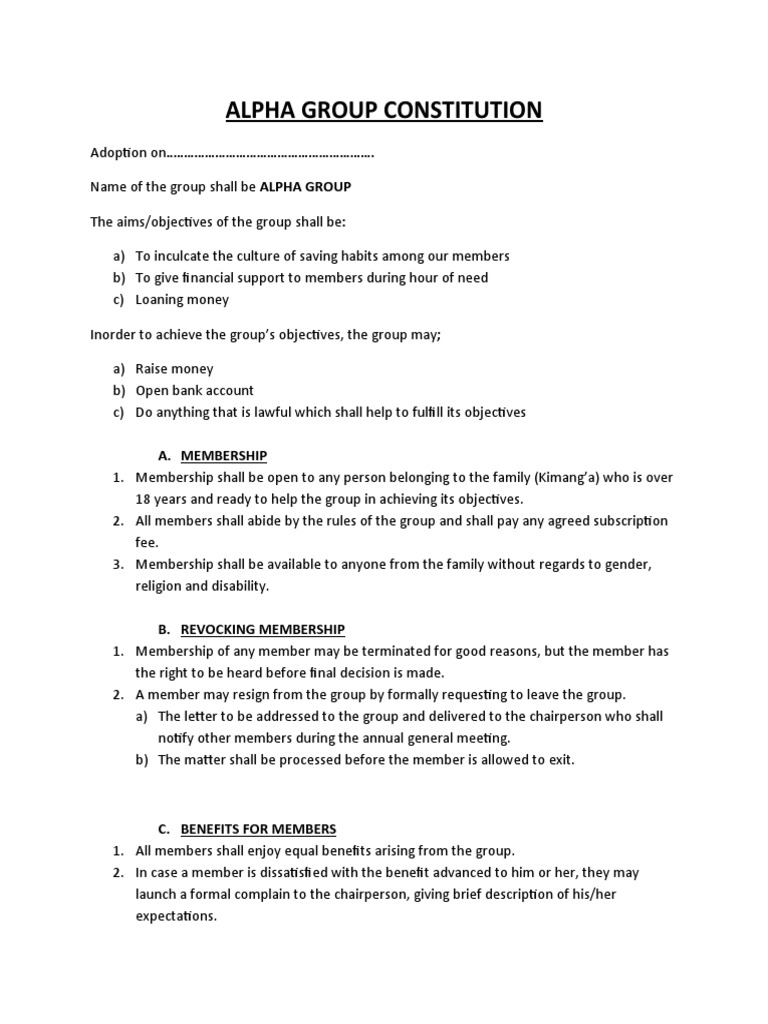 Alpha Group Constitution | PDF | Government | Justice