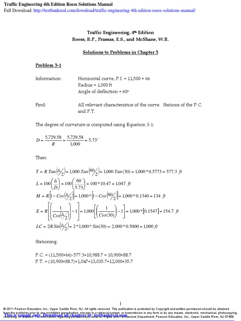 Solutions To Chapter-3Traffic Engineering 4th Edition Roess | PDF ...