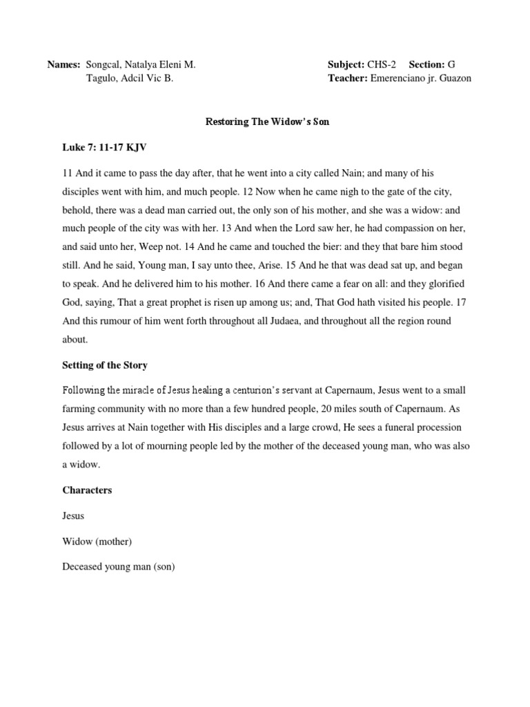 Jesus Raises the Widow's Son at Nain | PDF | Gospel Of Luke | Jesus