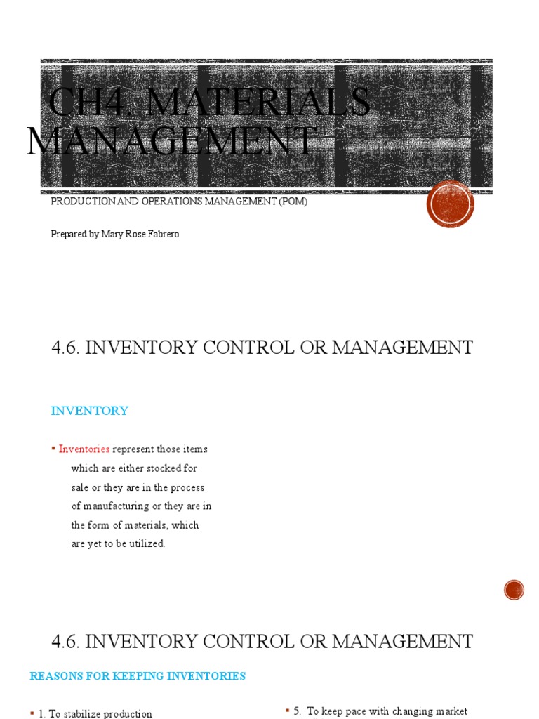 Materials Management (Inventory Control... ) | PDF | Inventory | Prices