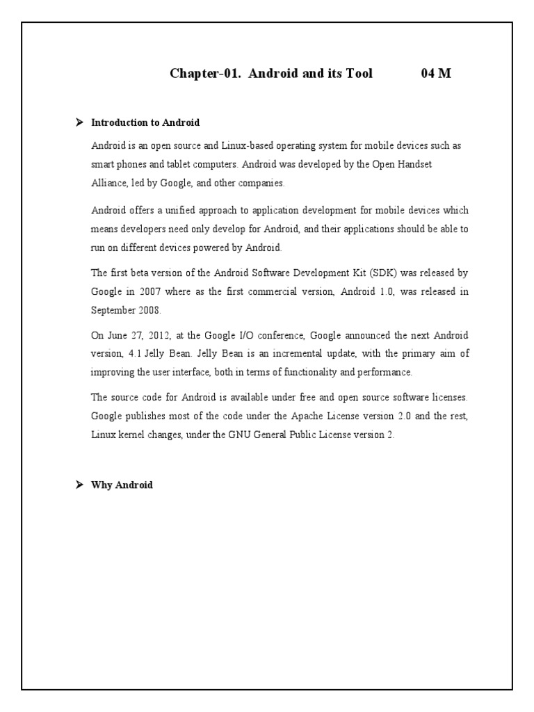 Chapter 01 Android and Its Tool | PDF | Android (Operating System) | Mobile App