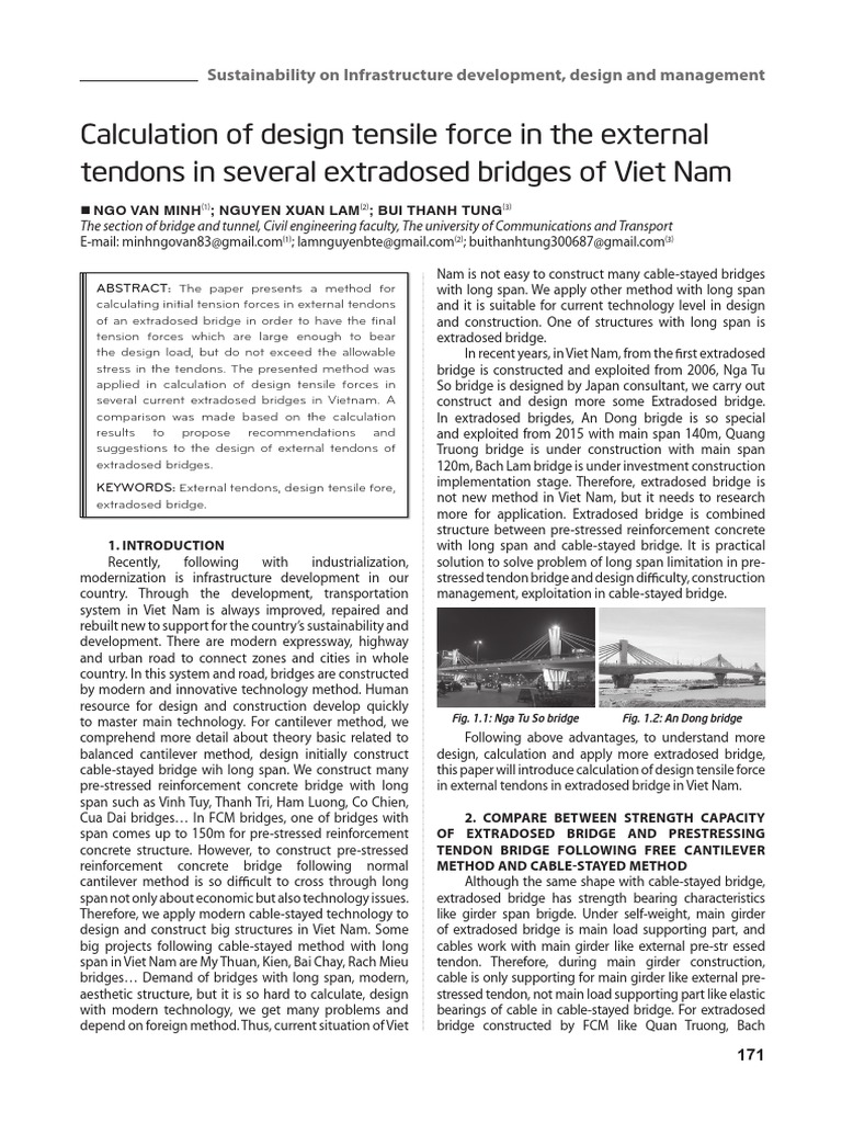 Calculation of Design Tensile Force in The External Tendons in Several ...