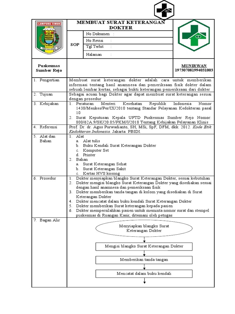 SOP Membuat Suket Dokter | PDF