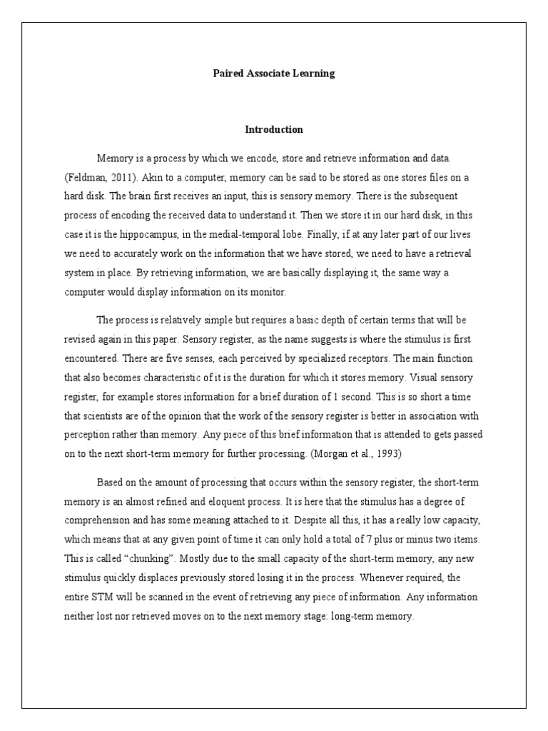 2 Paired Associate Learning | PDF | Memory | Perception