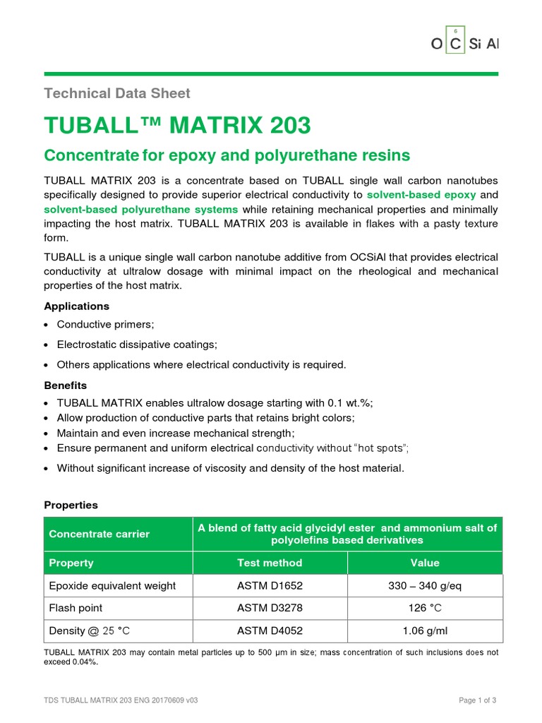 TDS Tuball Matrix 203 Eng | PDF