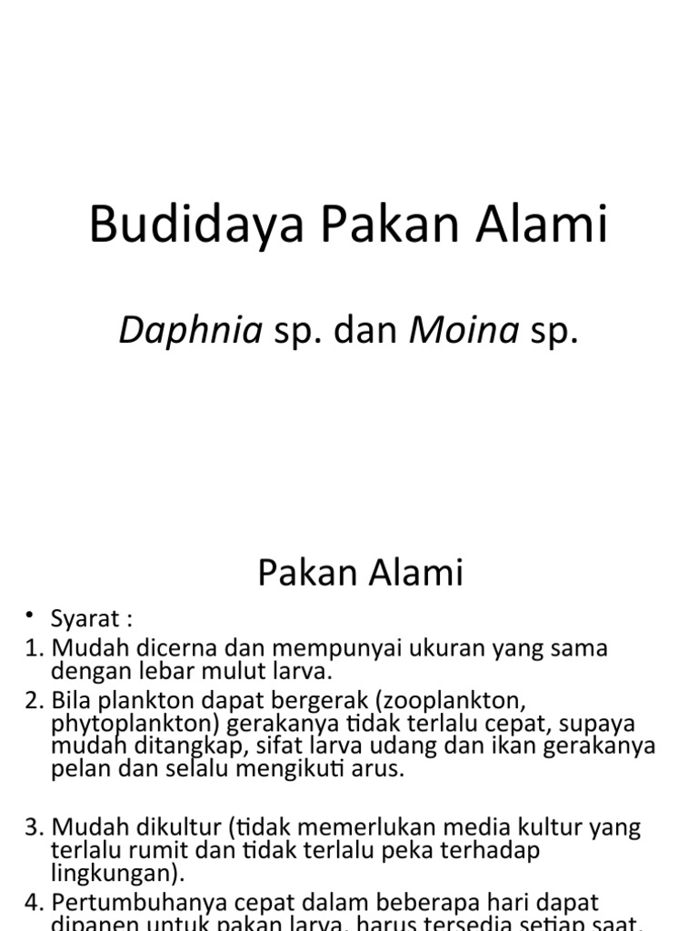 Budidaya Daphnia dan Moina Sp. | PDF