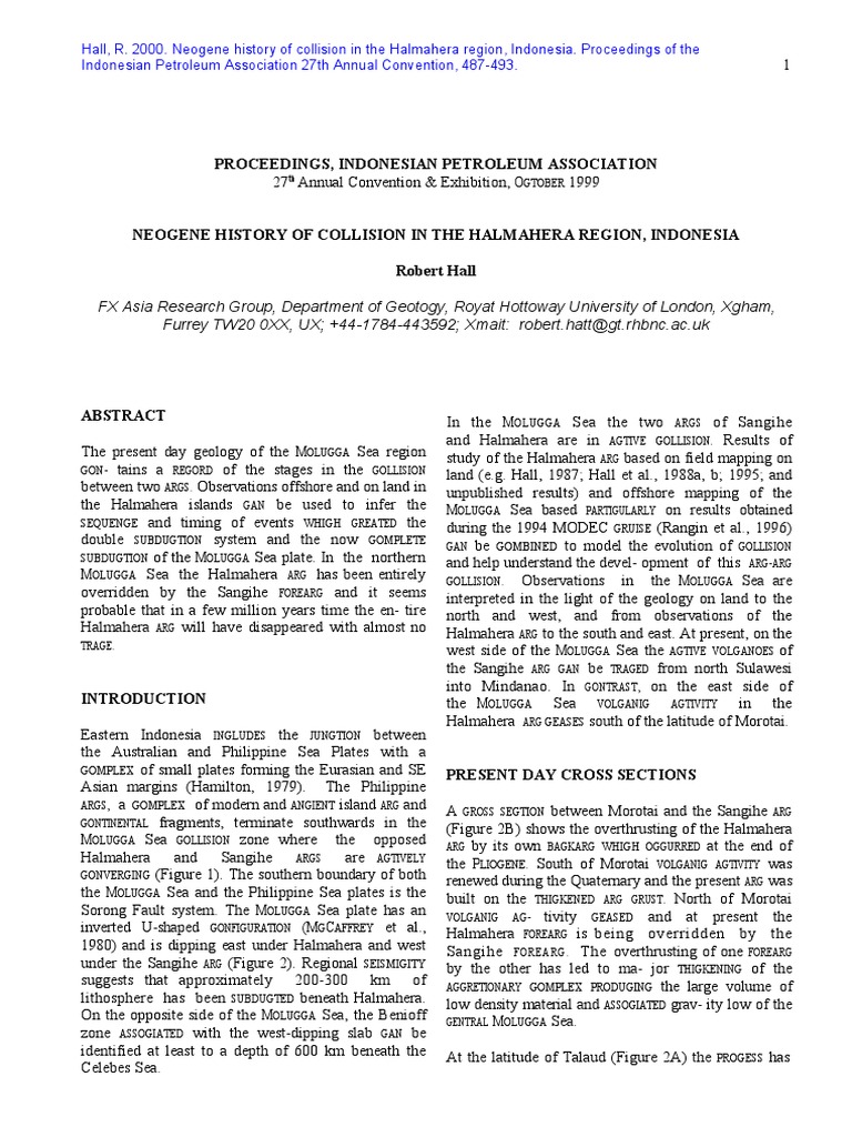 Neogene Collision in Halmahera, Indonesia | PDF | Geology | Fault (Geology)