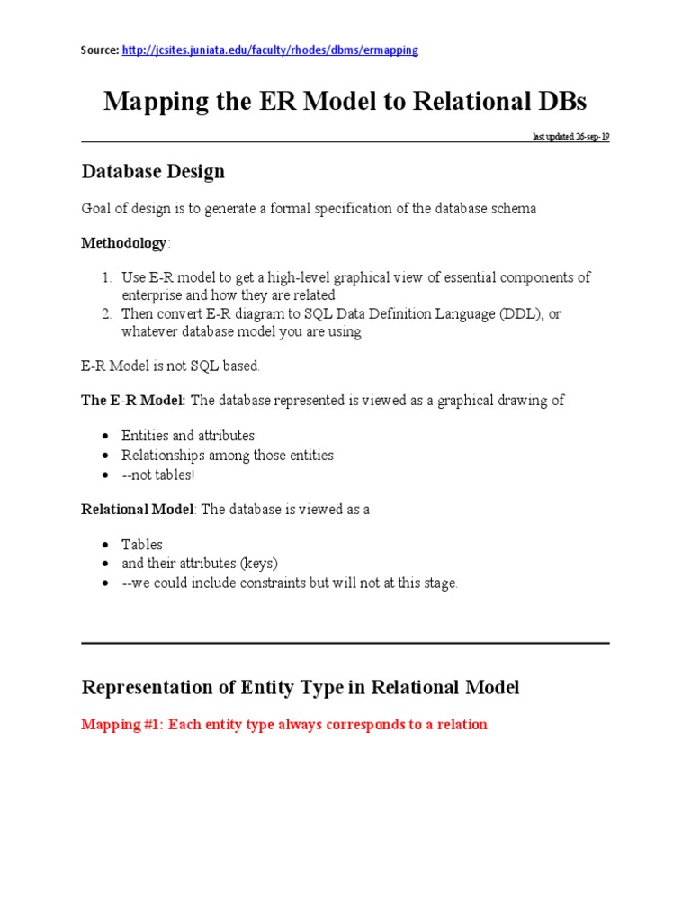 Mapping The ER Model To Relational DBs | PDF | Relational Model | Relational Database