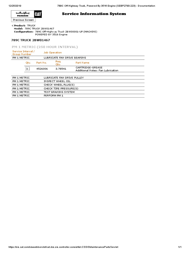 789C Off-Highway Truck, Powered by 3516 Engine (SEBP2790-223) - PM 1 ...
