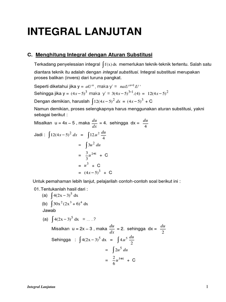 09-Menghitung Integral Dengan Aturan Substitusi (WWW - Defantri.com) | PDF