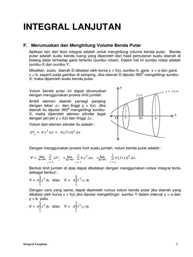 Rumus Volume Benda Putar Integral | PDF