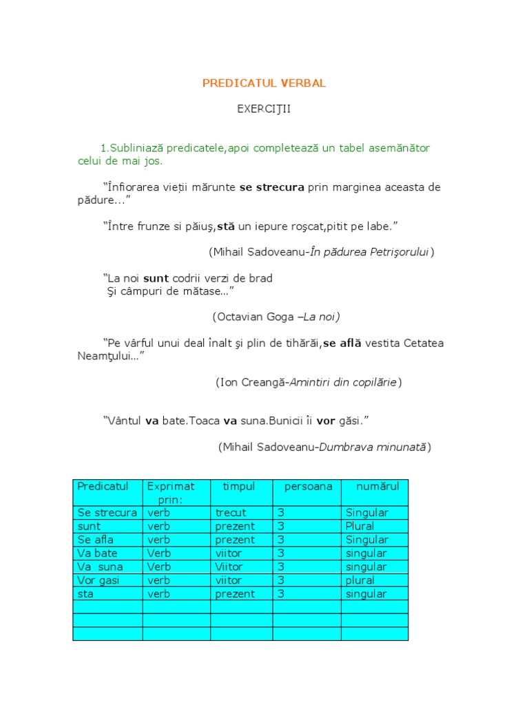 Predicatul Verbal | PDF