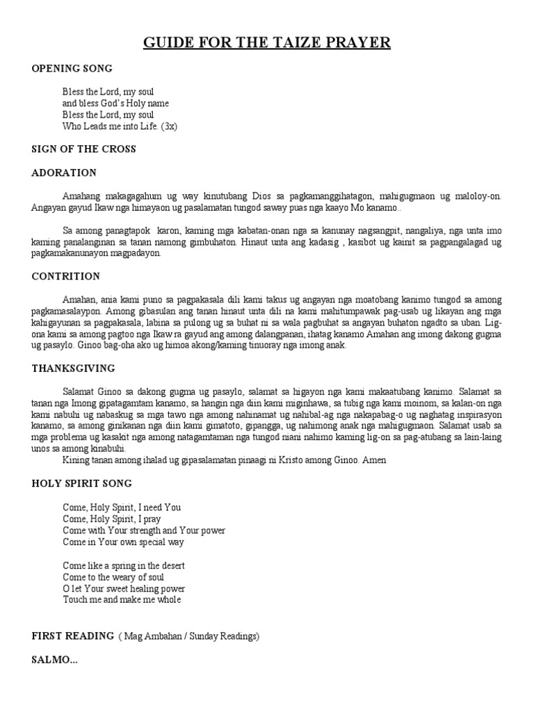 Guide For The Taize Prayer | PDF