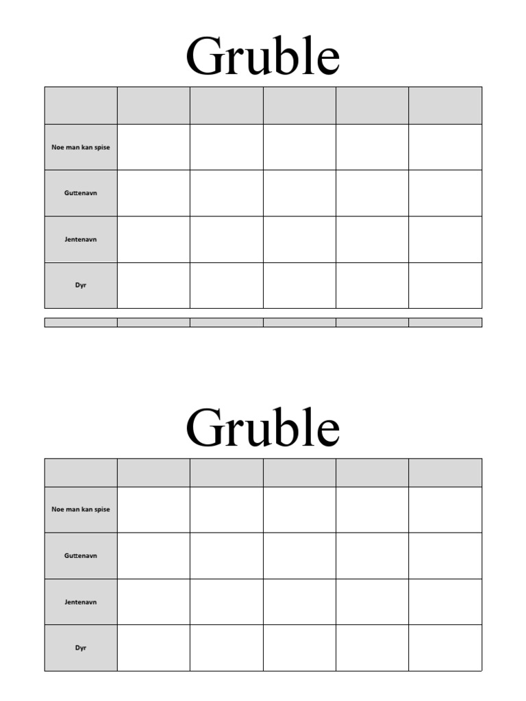 Gruble - Med Kategorier | PDF